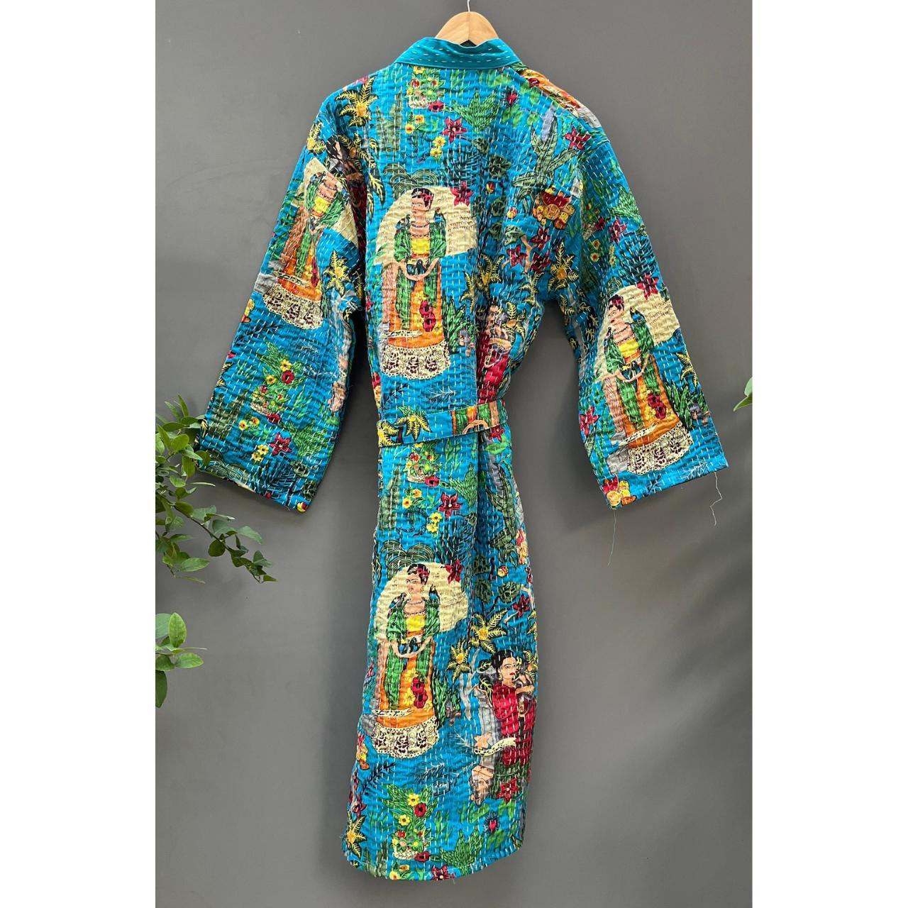 Floral Kantha Robe, Bridesmaid Robe, Dressing Gown,... - Depop