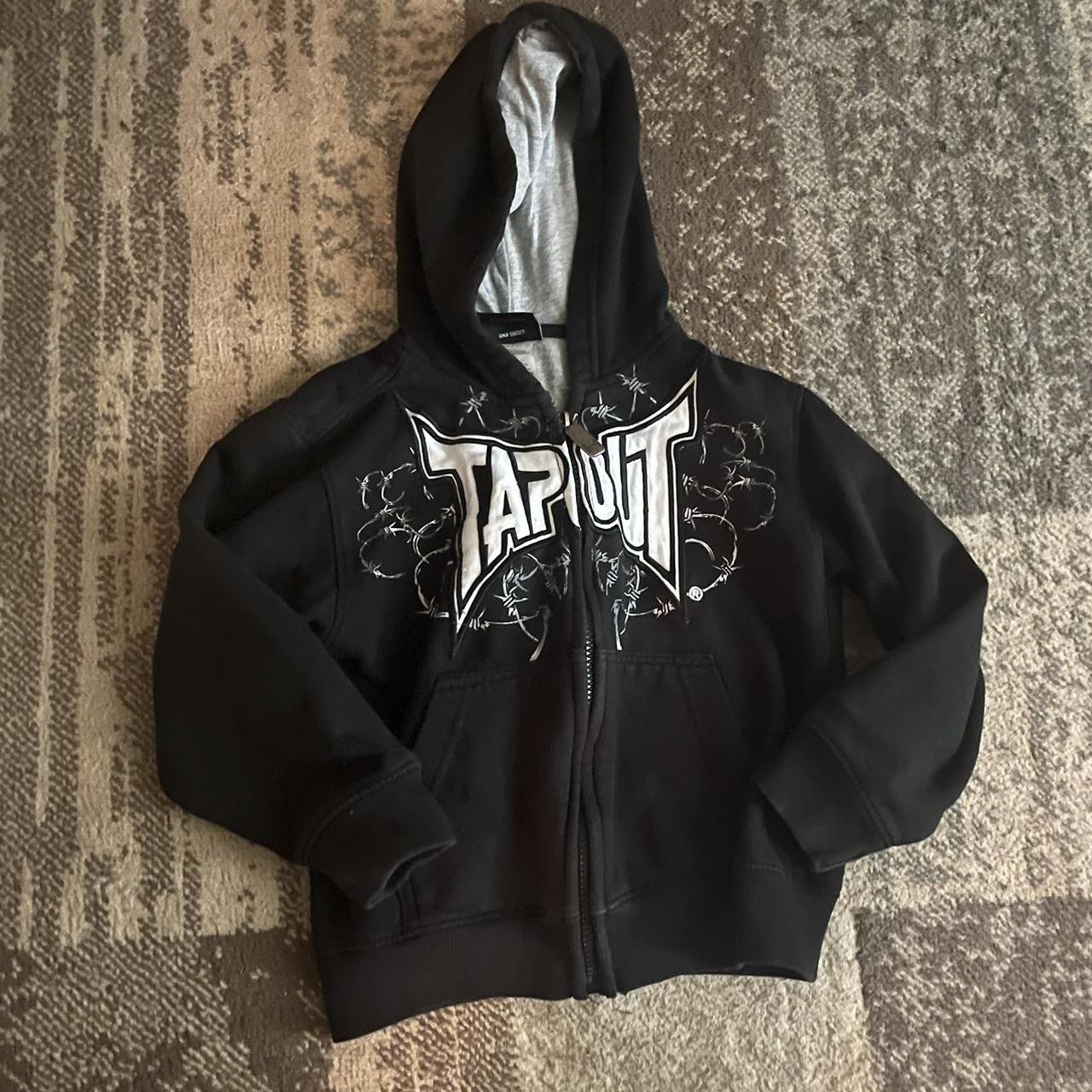 black y2k tapout zip up hoodie youth 6 #y2k #grunge... - Depop