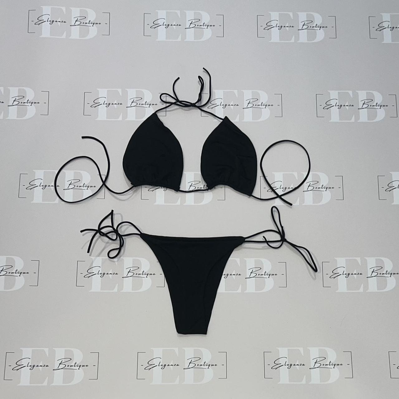 Black Ultra Thin String Triangle Bikini Top and... - Depop