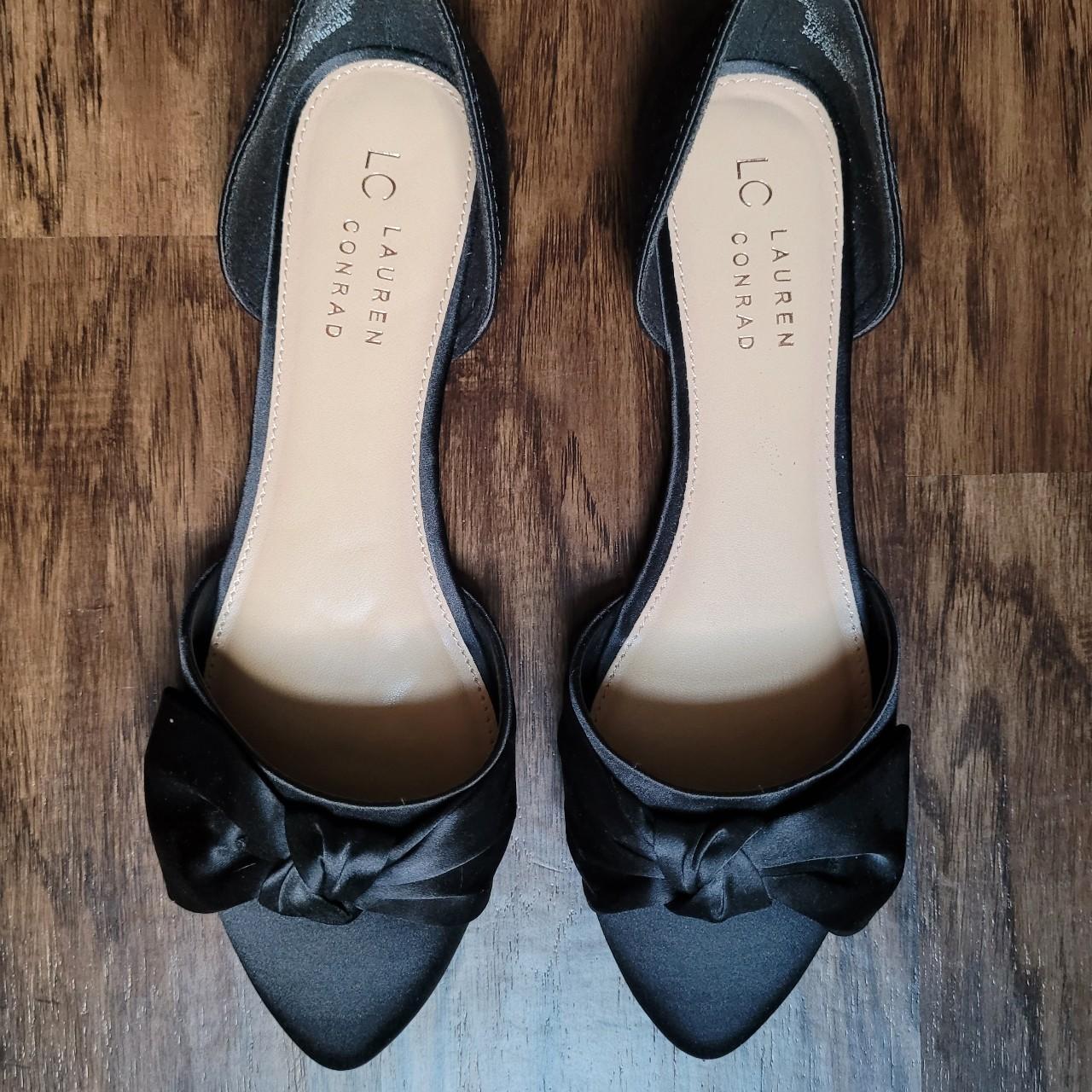 LC Lauren Conrad black satin bow flats size 8 - Depop