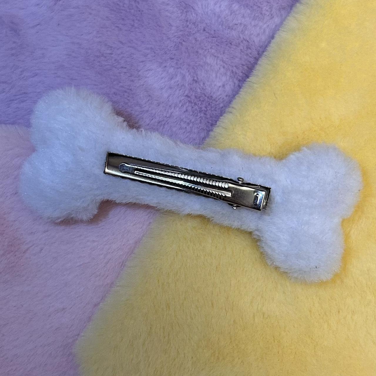 🦴 Handmade white fluffy bone hair clip pin🦴... - Depop