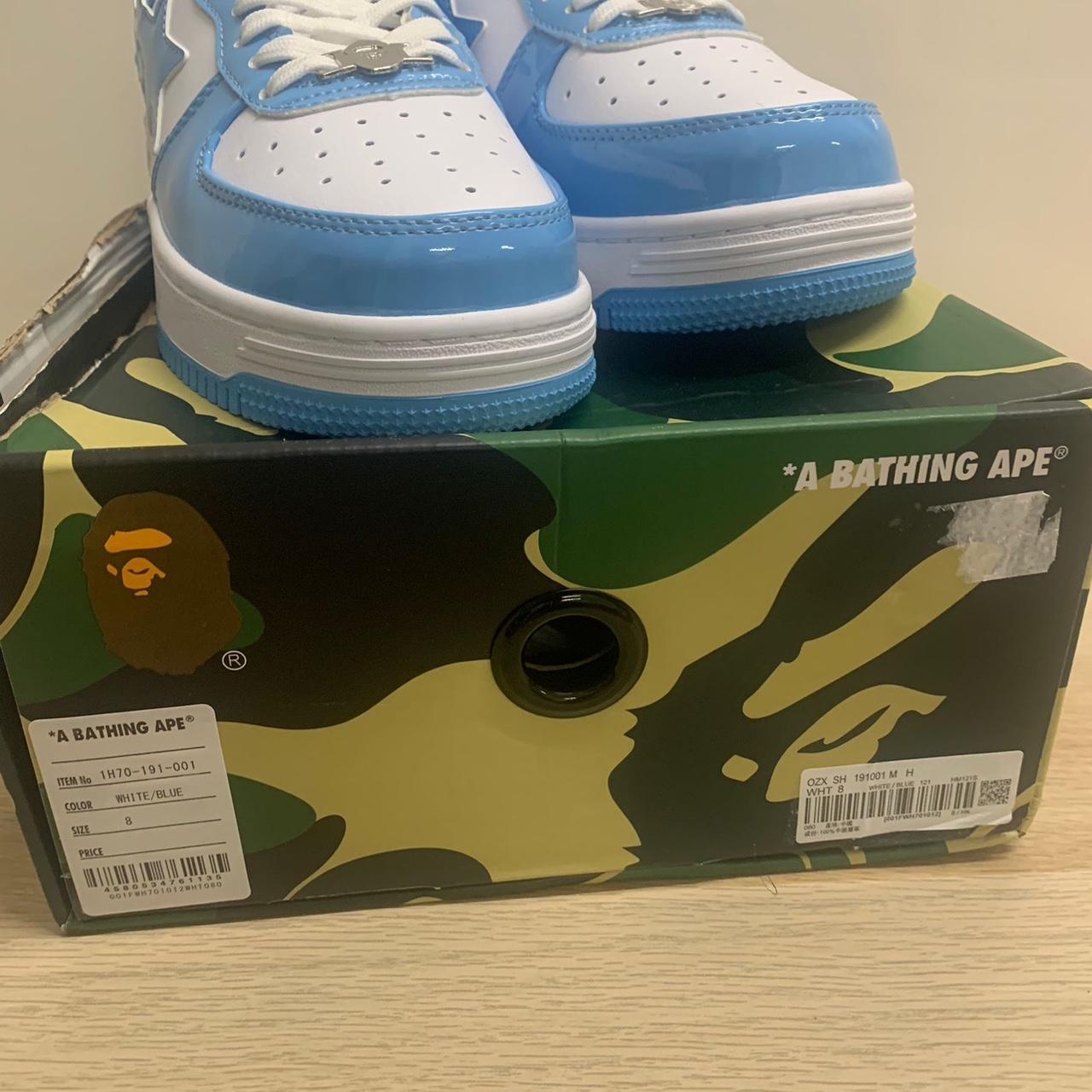 Bapesta Baby Blue White Low Trainers Size 7 UK A... - Depop