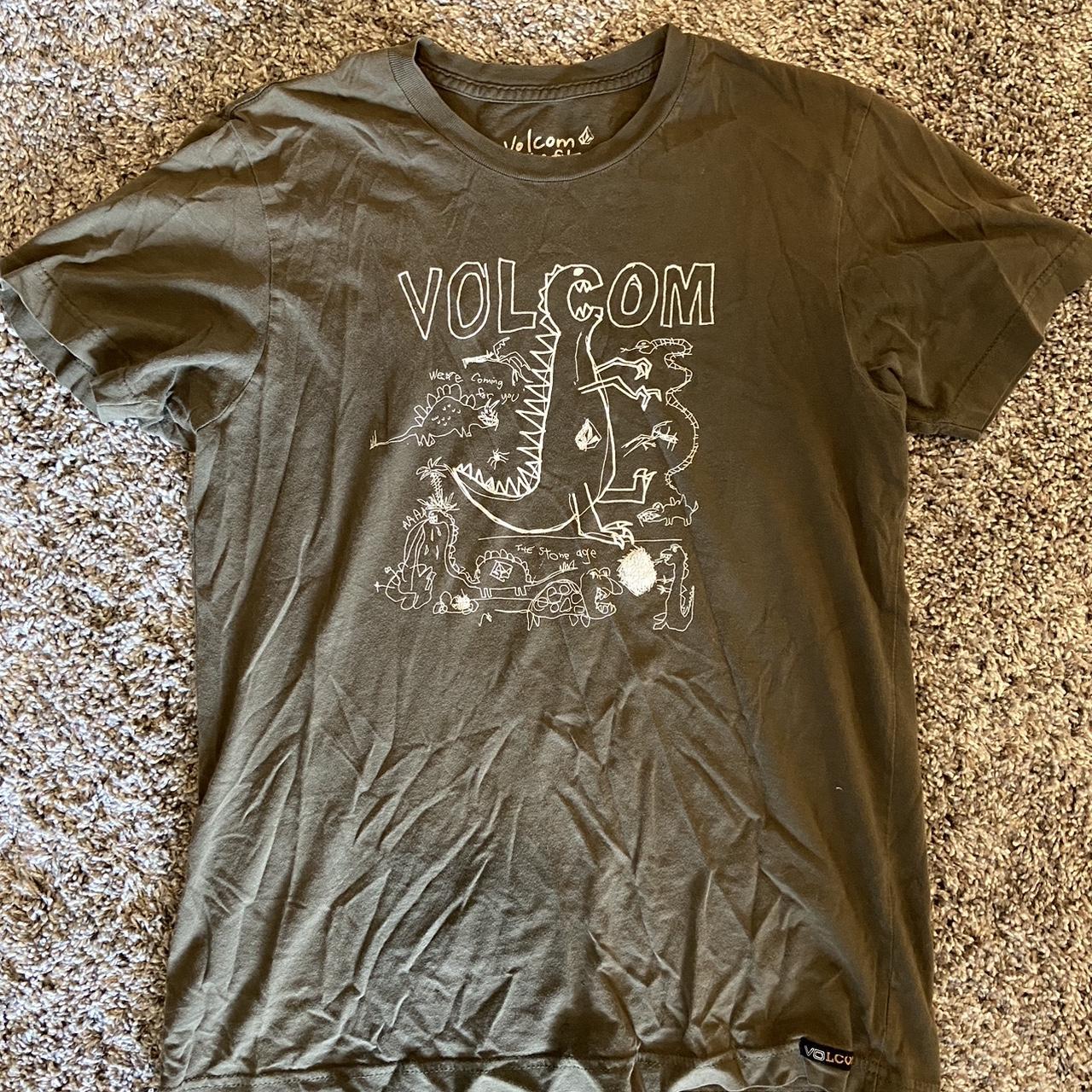 army green volcom shirt worn once no stains, holes,... - Depop