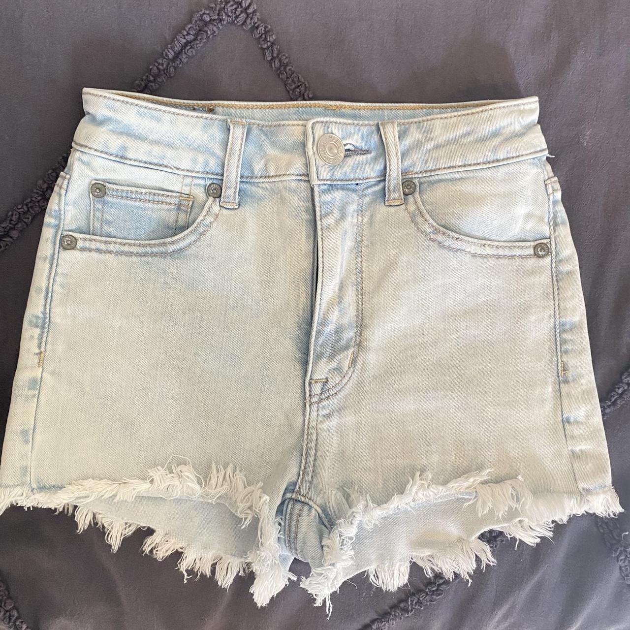 American Eagle Super High Rise Shortie Shorts Denim... - Depop