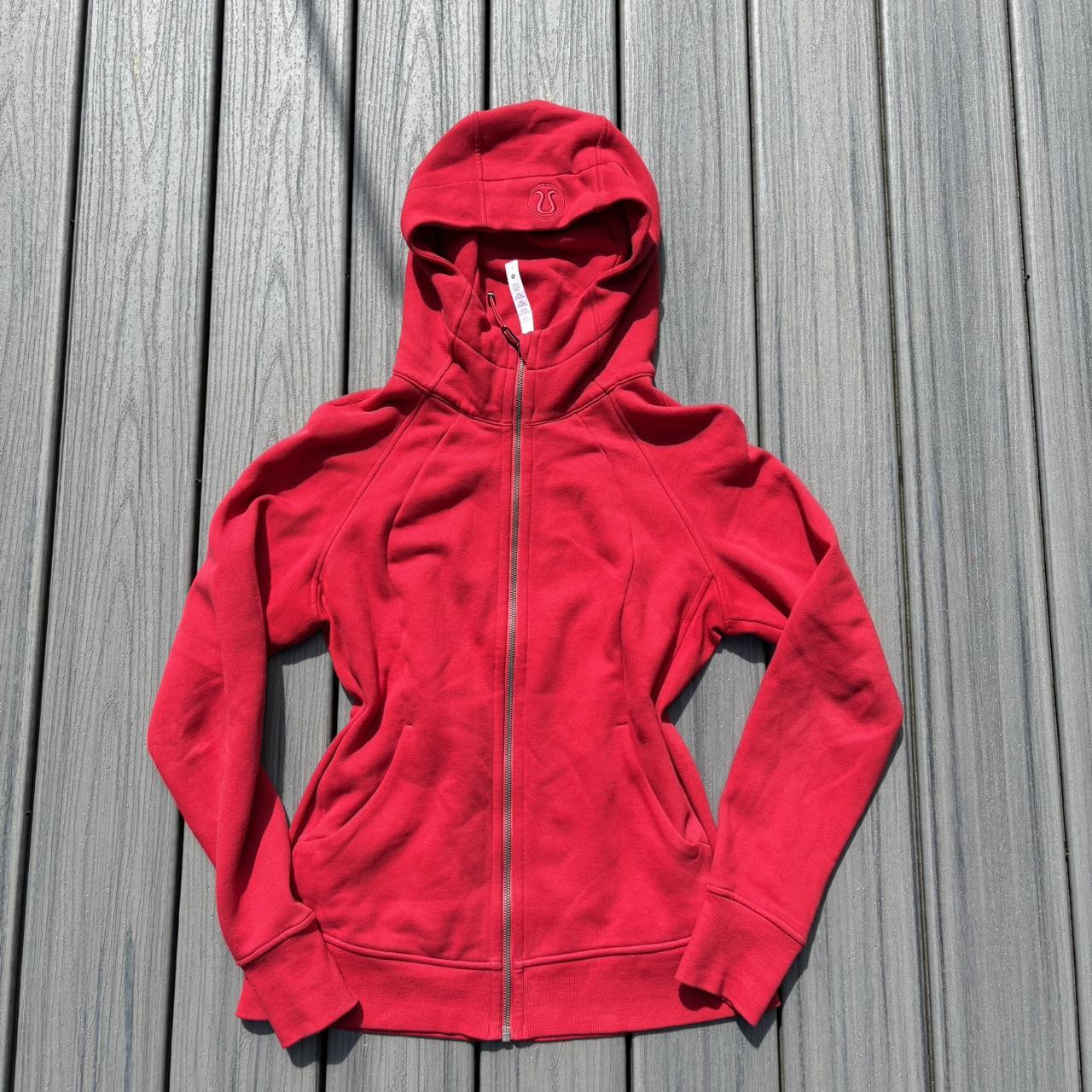Cherry red Lululemon define scuba hooded... | Depop
