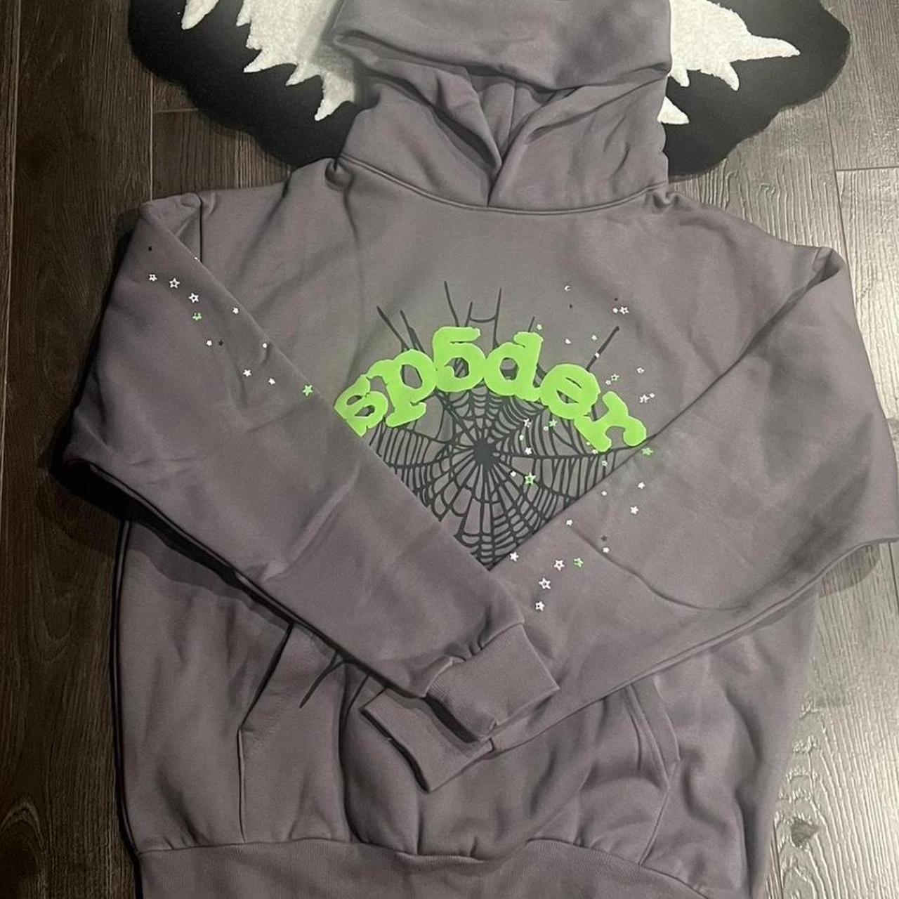 Spider hoodie green grey style Young thug... - Depop