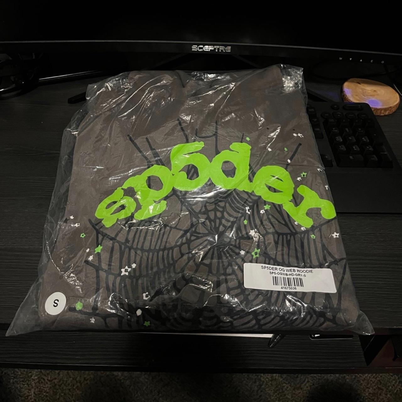 Spider hoodie green grey style Young thug... - Depop