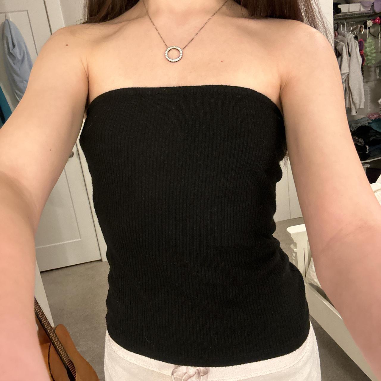 Black ribbed tube top XS-S price starts at 15,... | Depop