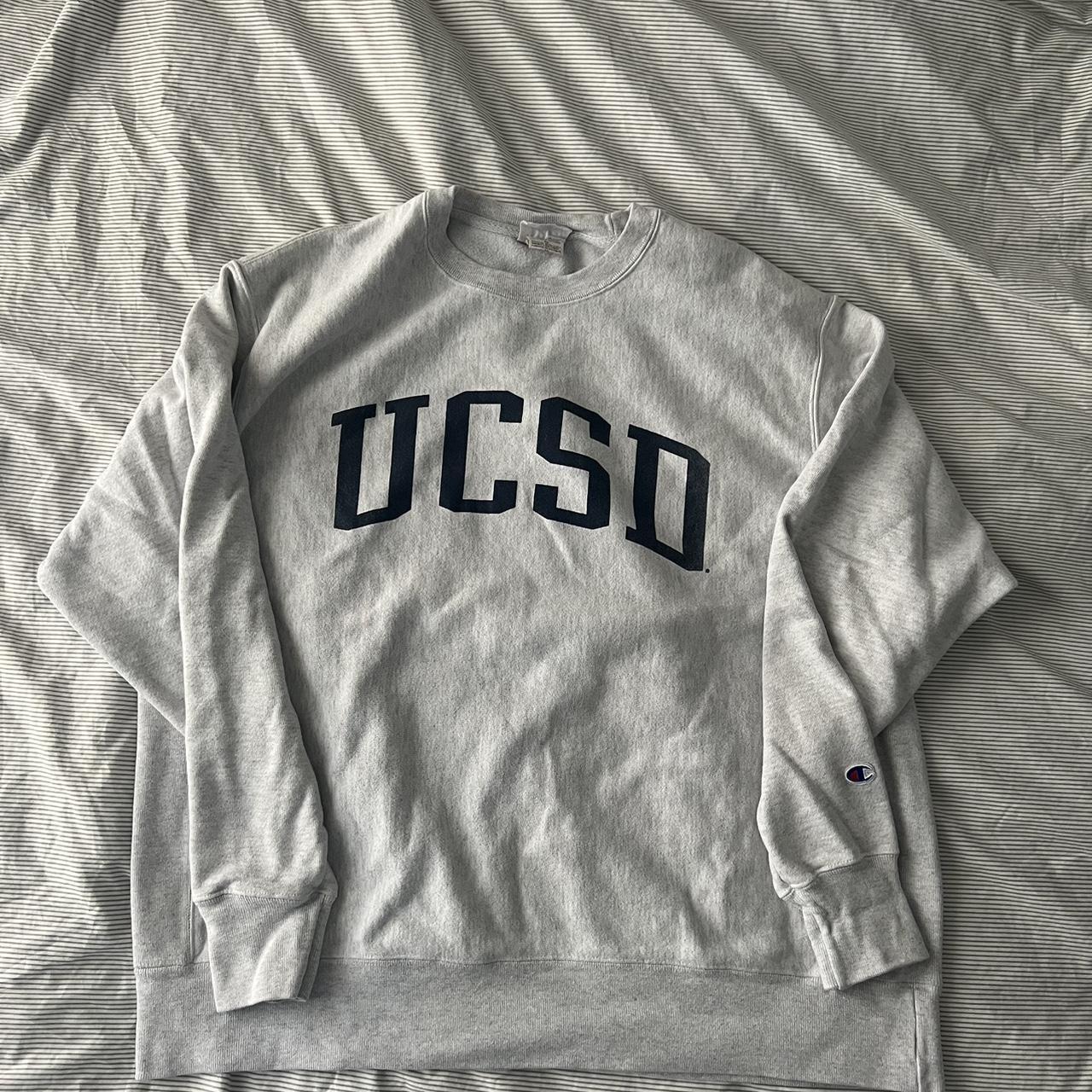 champion grey UCSD sweater size XL navy blue UCSD... - Depop
