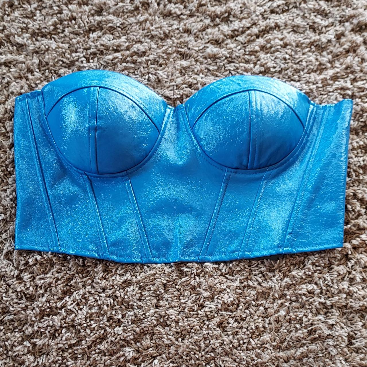 Blue bustier top. Never worn; original... - Depop