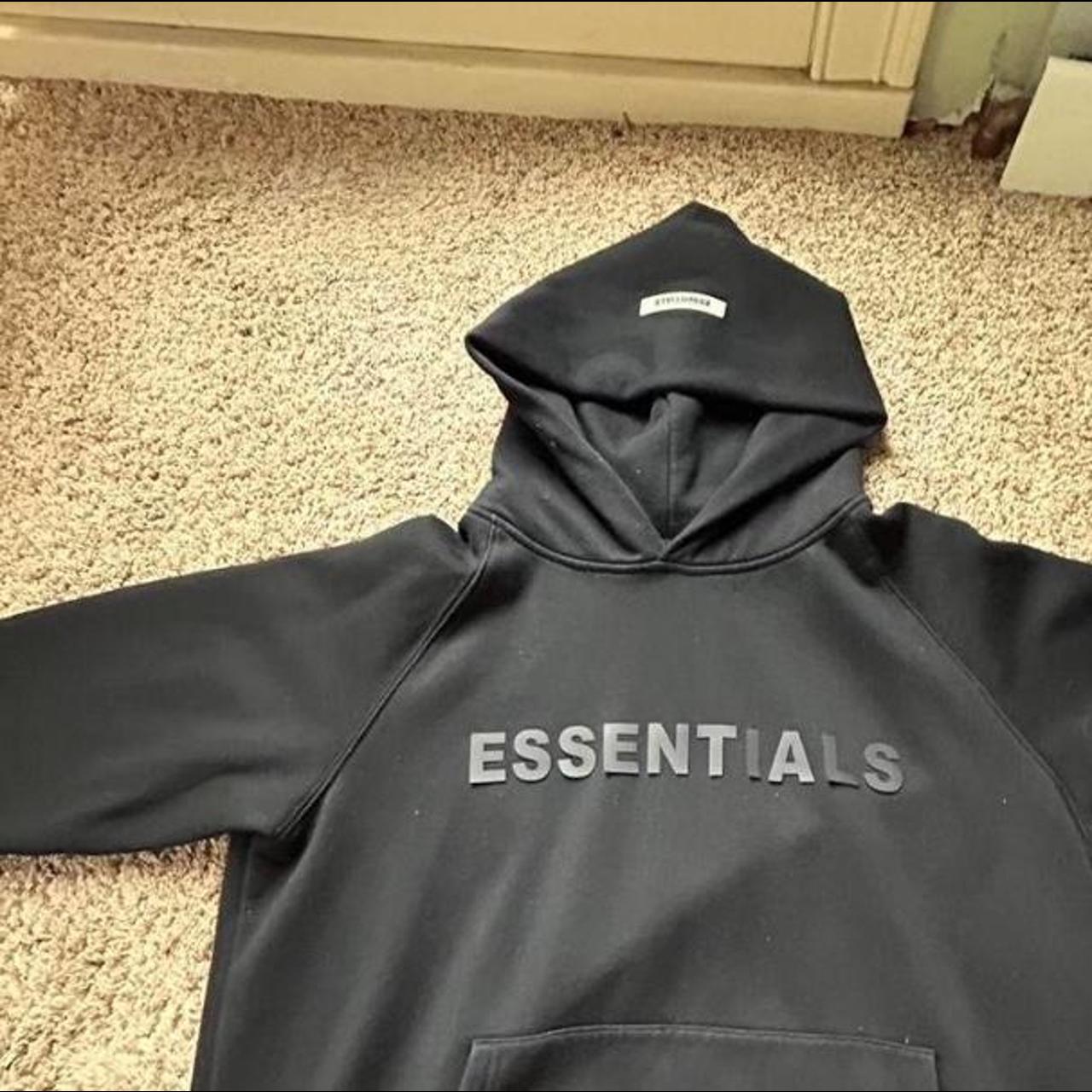 , essential black hoodie - Depop