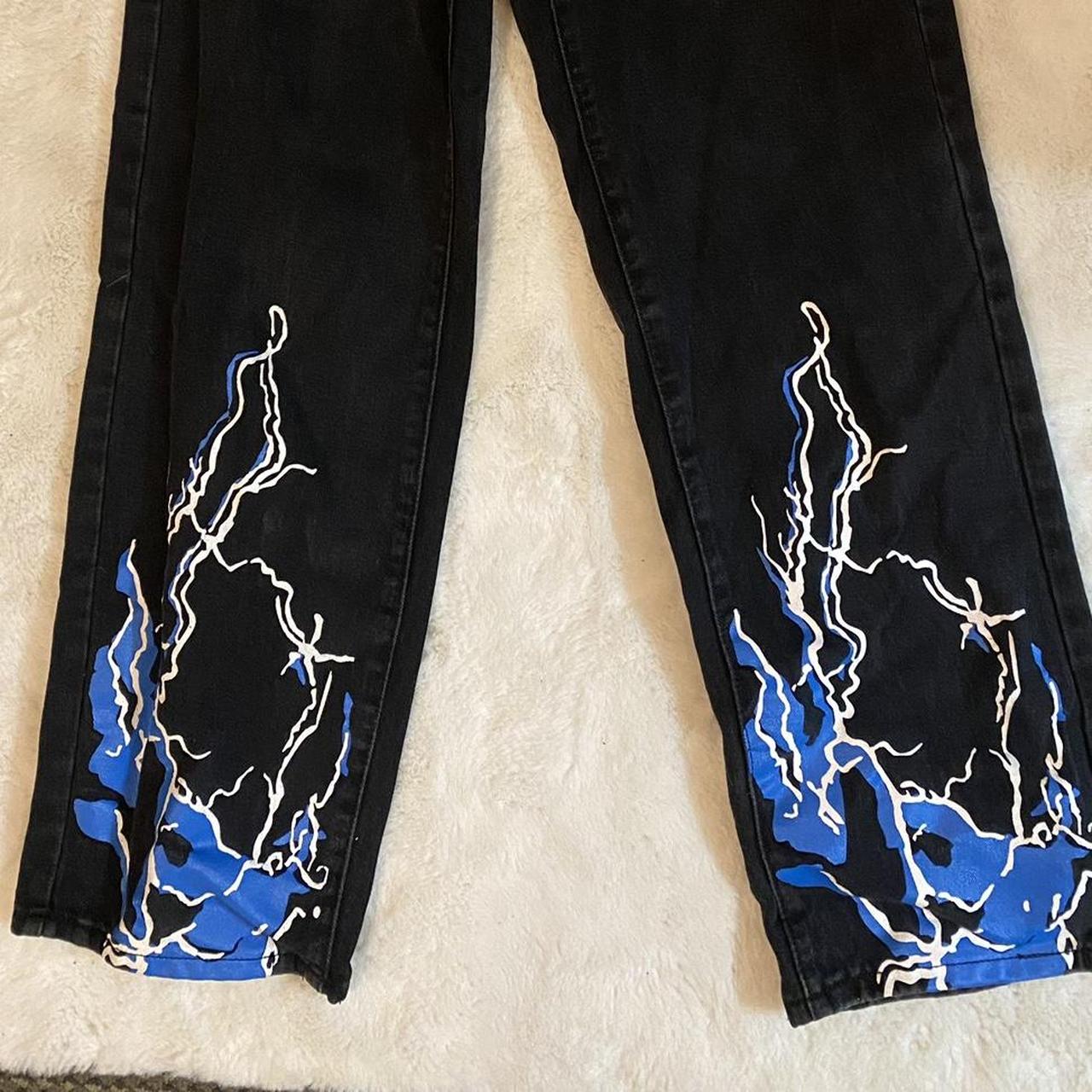 High-Rise Lightning Bolt Jeans Size M, no visible... - Depop