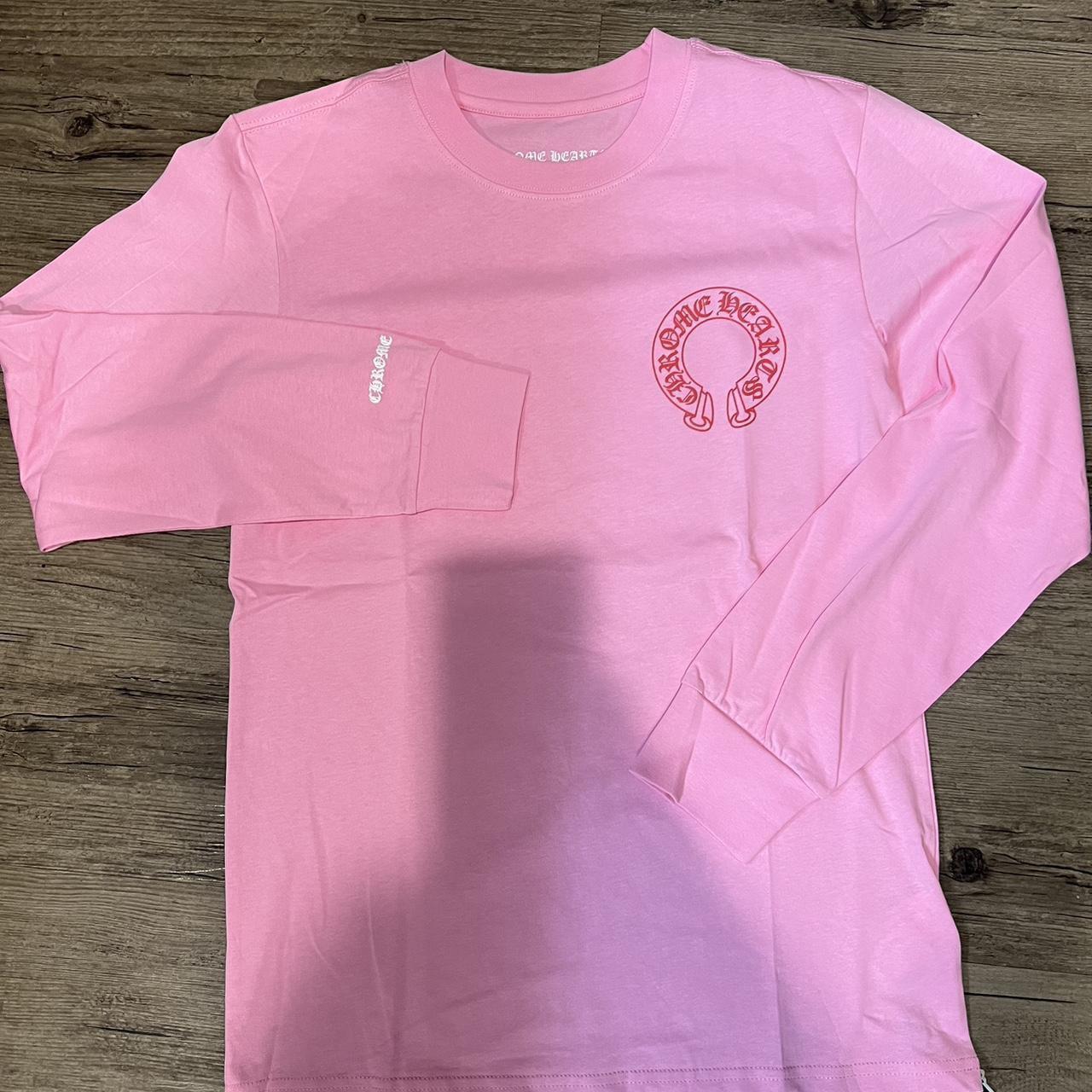 Large Pink Chrome Hearts shirt *send offers* Never... - Depop