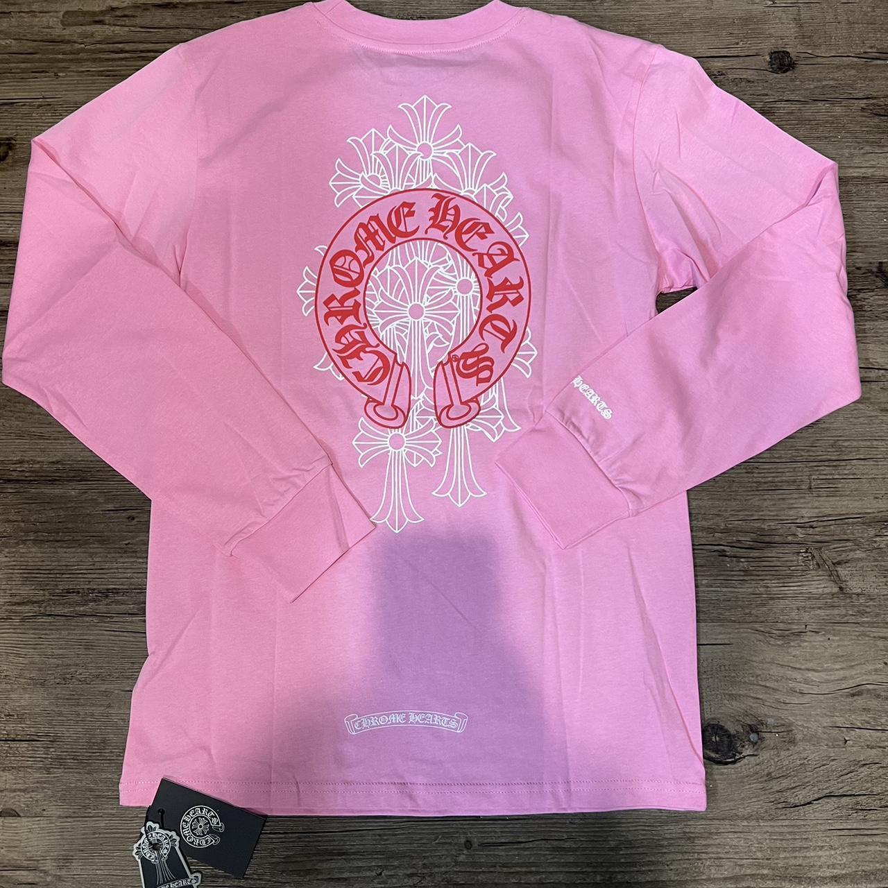 Large Pink Chrome Hearts shirt *send offers* Never... - Depop