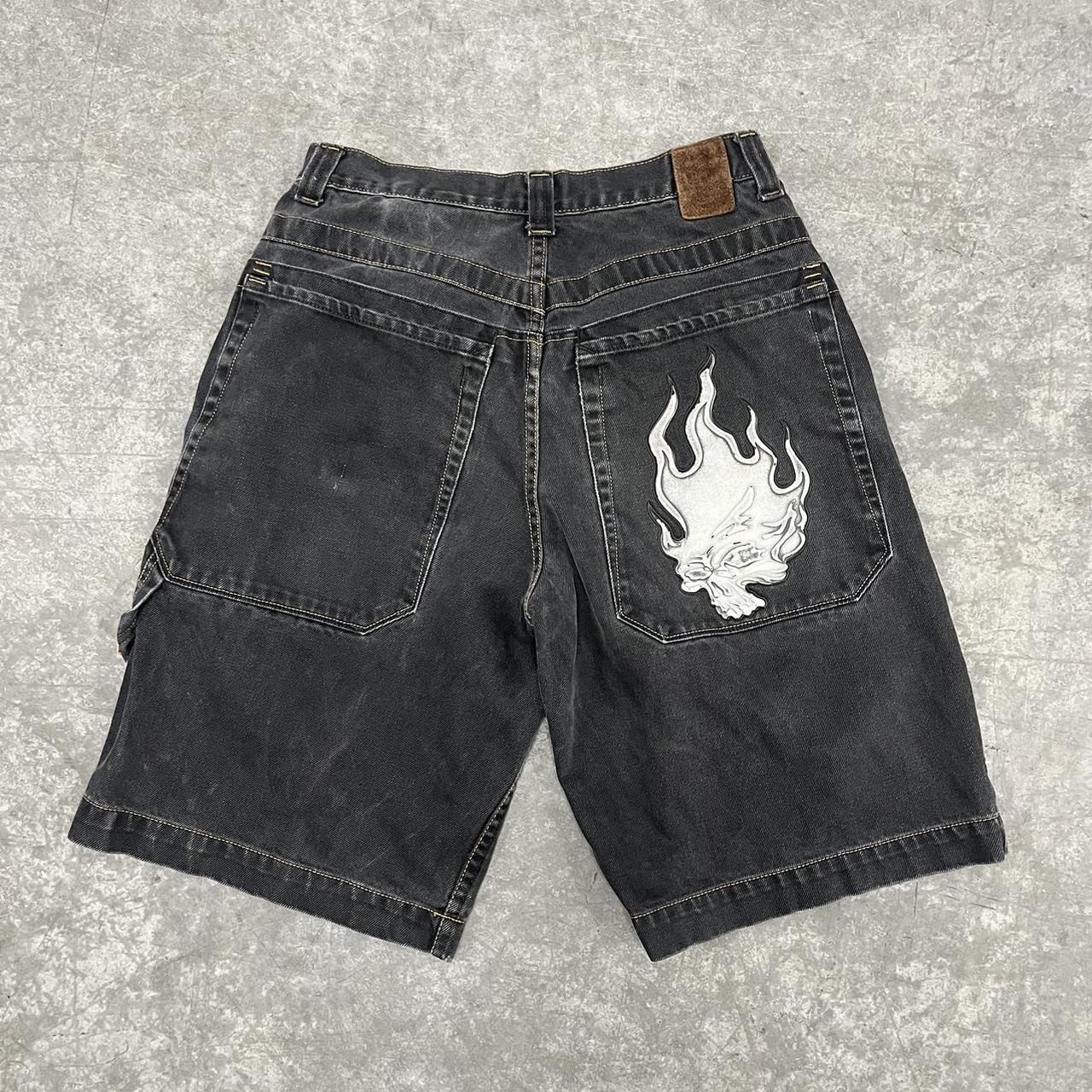 jnco skull patch denim shorts these are a crazy... | Depop
