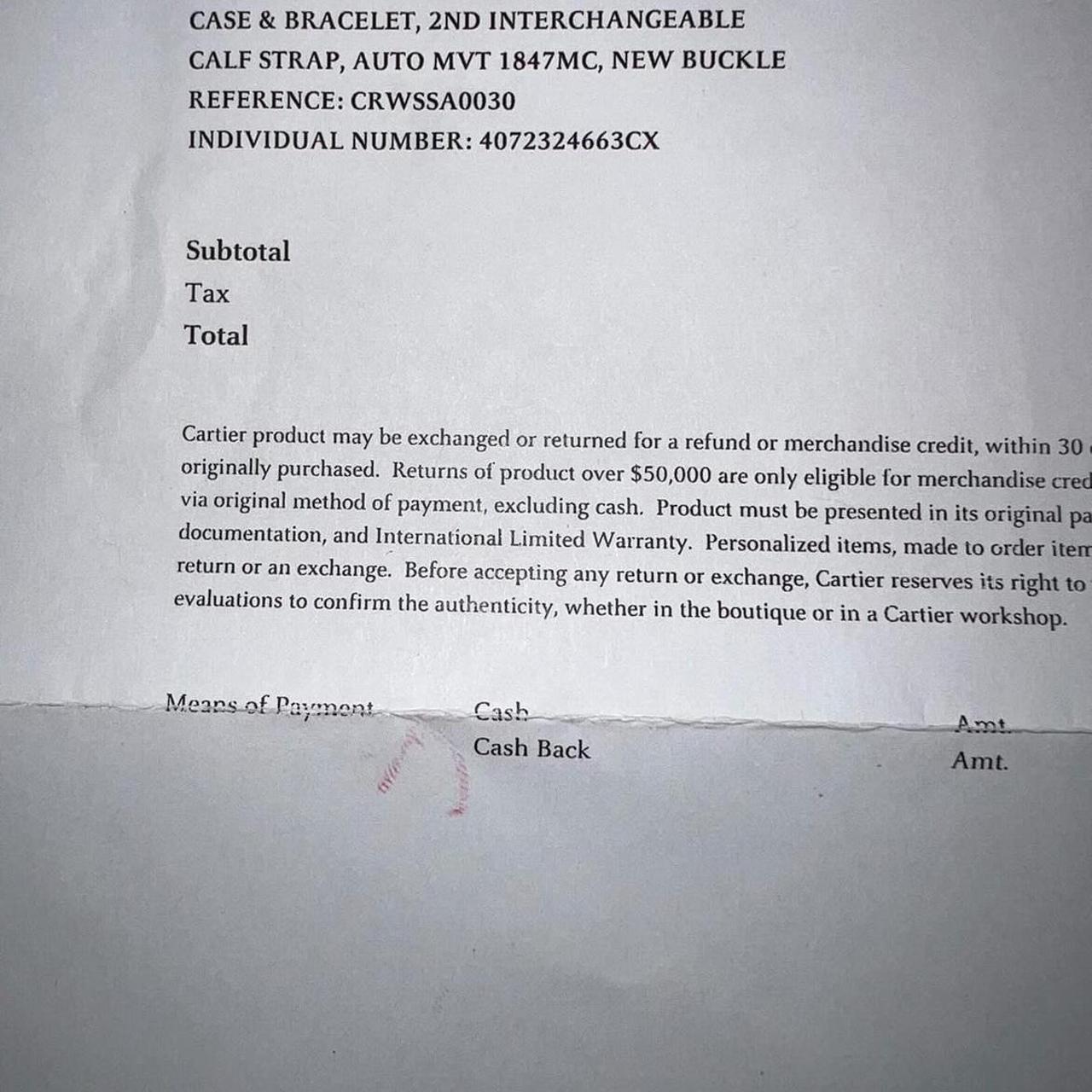 Cartier santos watch Original Receipt In box - Depop