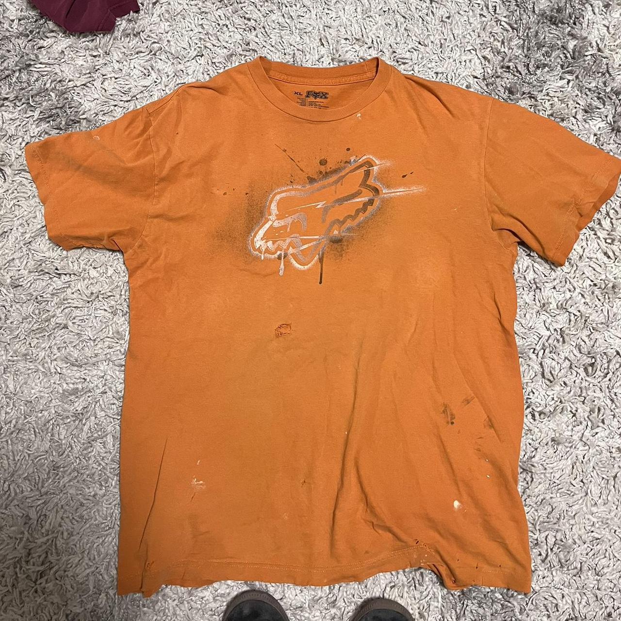Orange Fox racing tee Small hole and small stains... - Depop