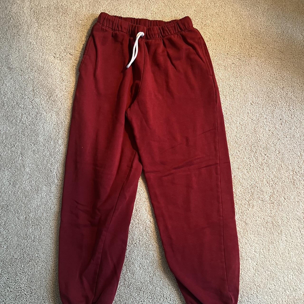 Target Dark Red Cuffed Sweatpants - Depop