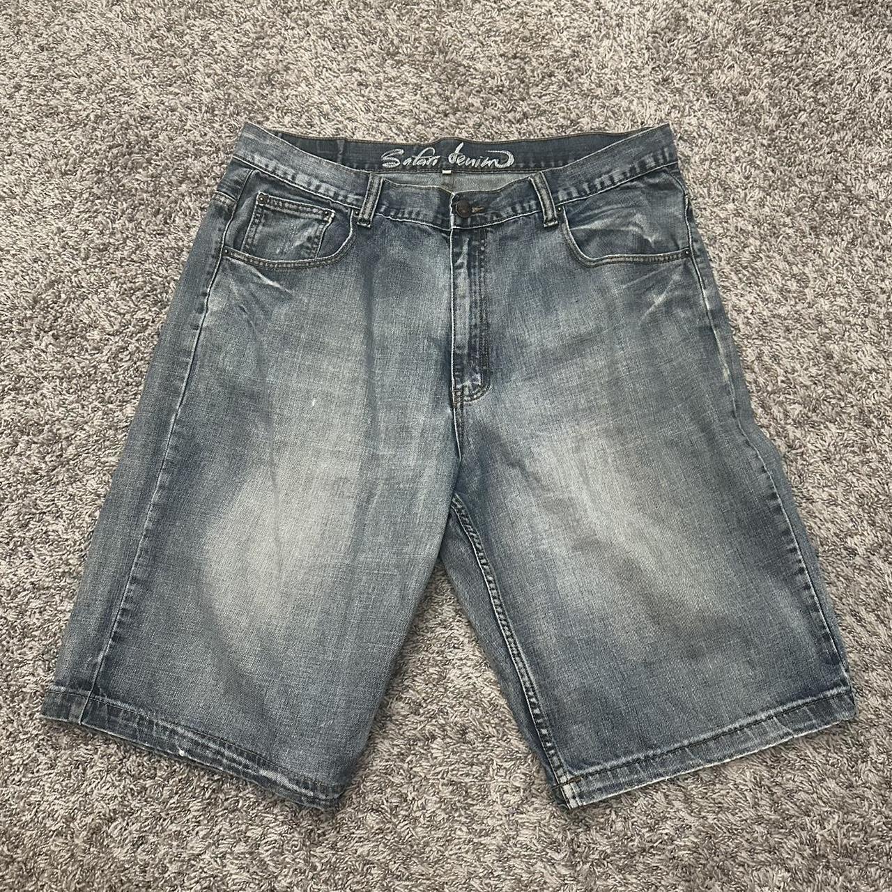 gray jorts with a baggy fit #skater #emo #vintage #90s | Depop