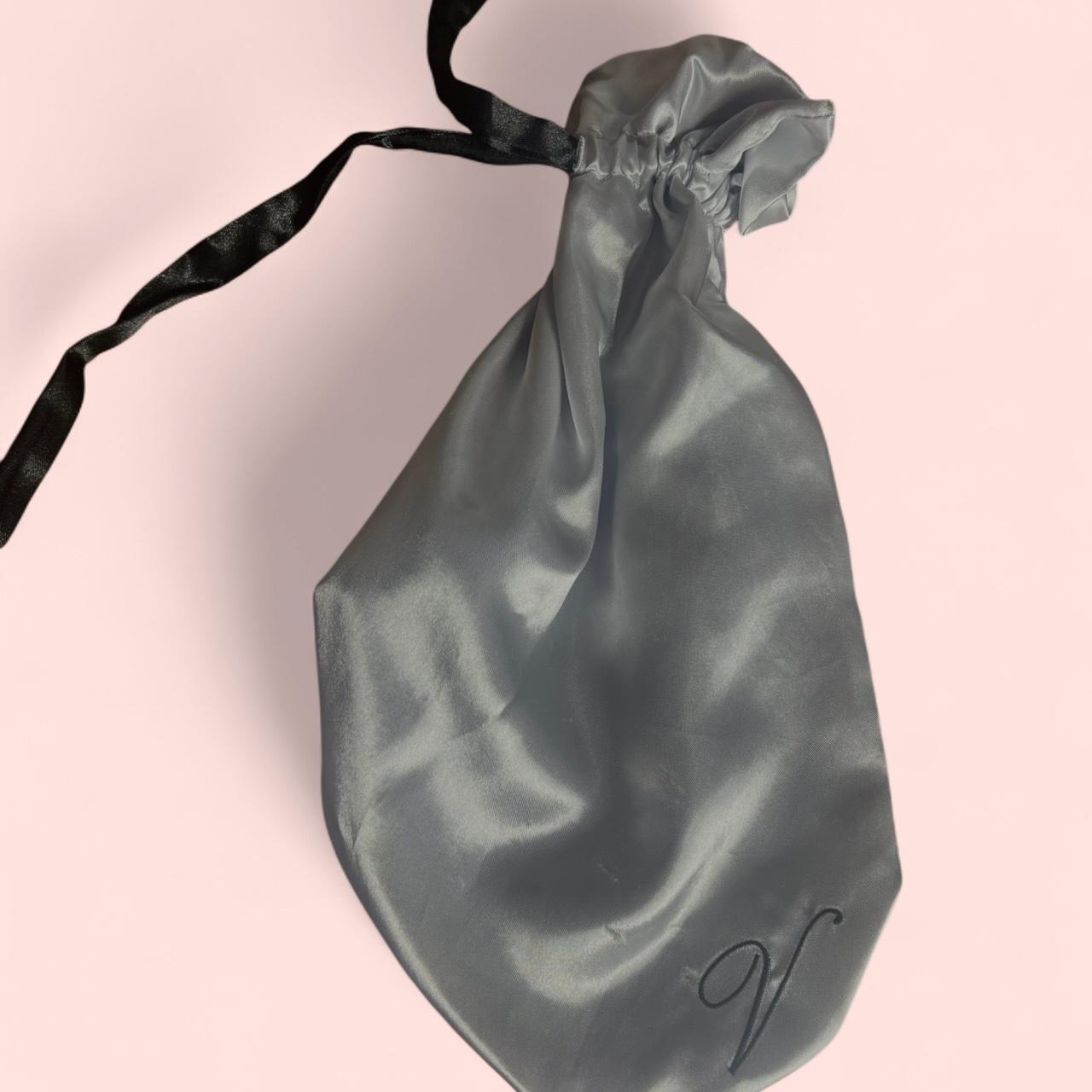 grey satin victoria’s secret bag with a snag on it... | Depop
