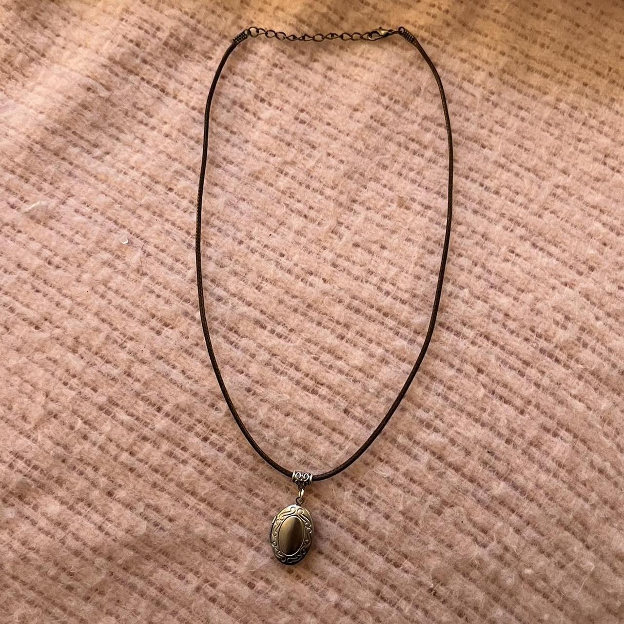 Brown Leather Locket Necklace so cute ️ handmade... - Depop