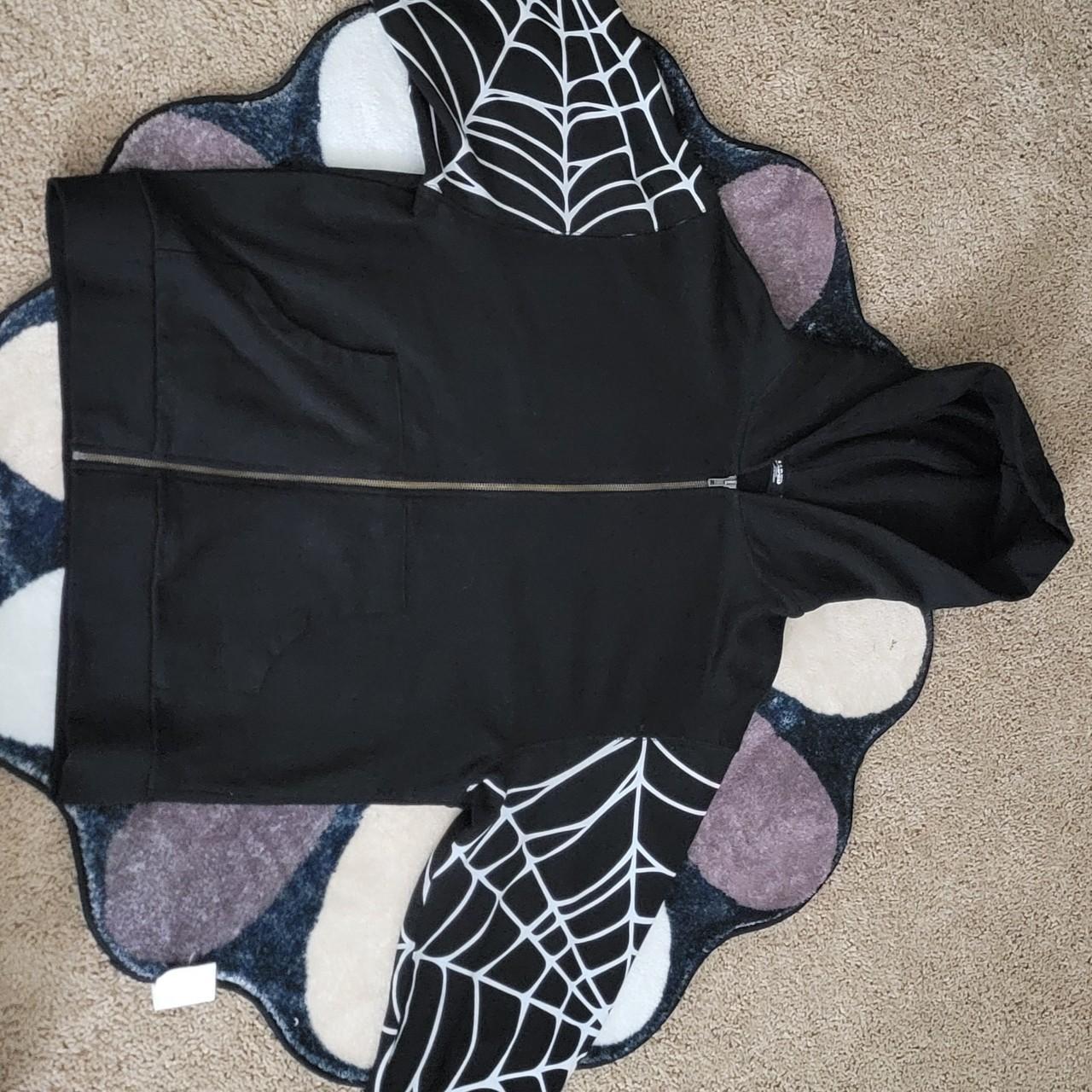 Black hoodie with spider web sleeves, size M but... | Depop