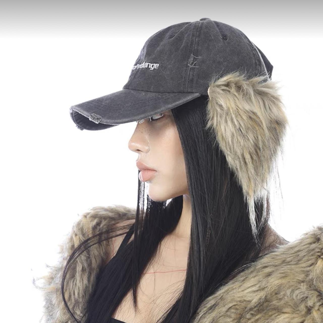 Y2K cap with fluffy earmuff - Depop