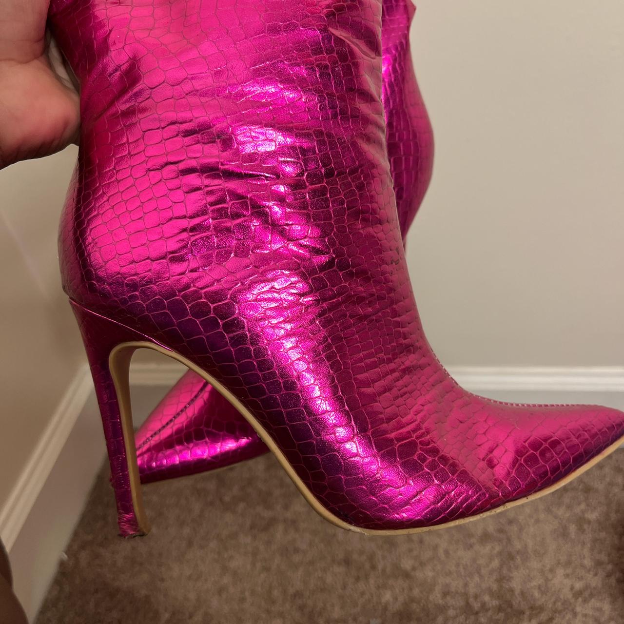 Pink leather boots Some scuffing on the heel *not... - Depop
