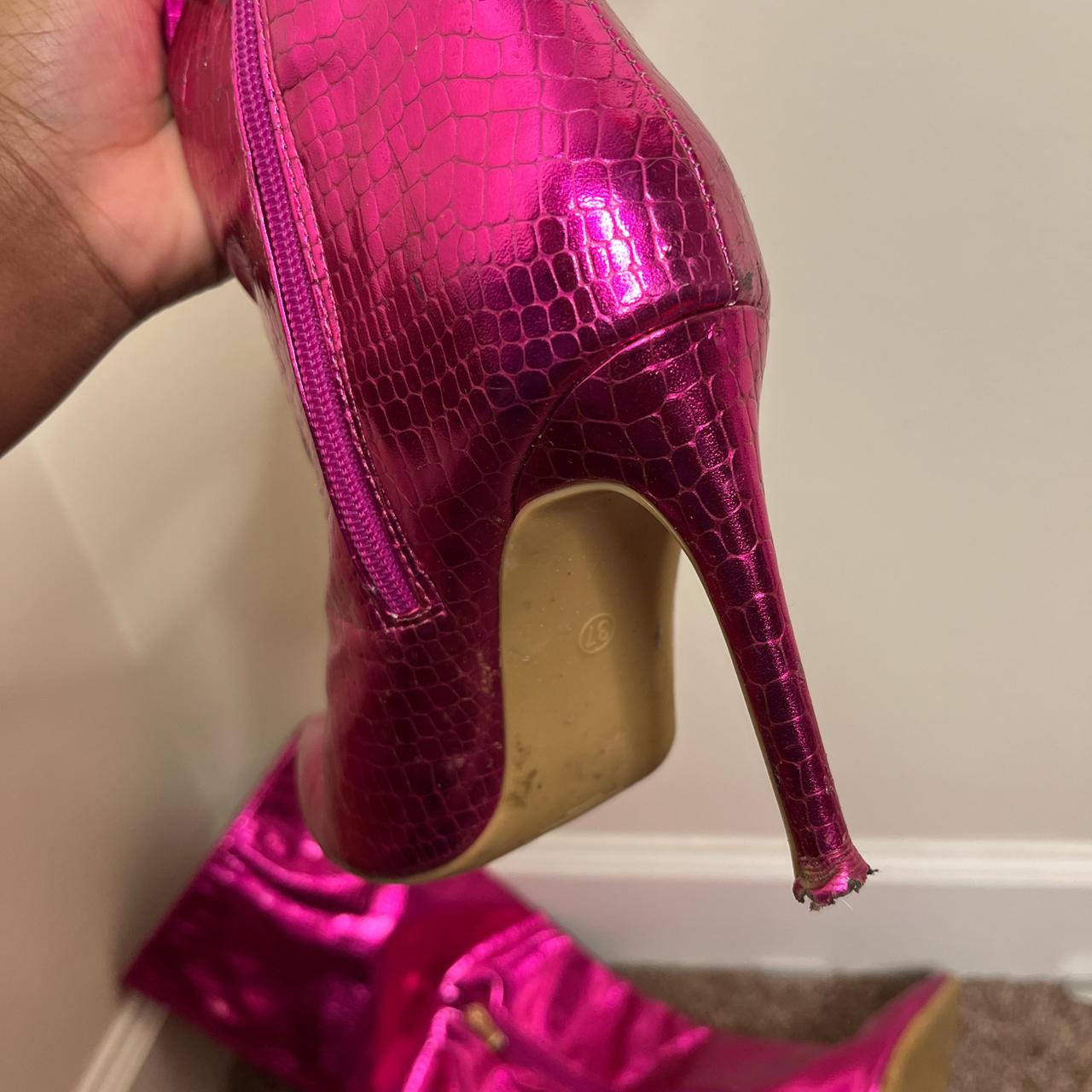Pink leather boots Some scuffing on the heel *not... - Depop