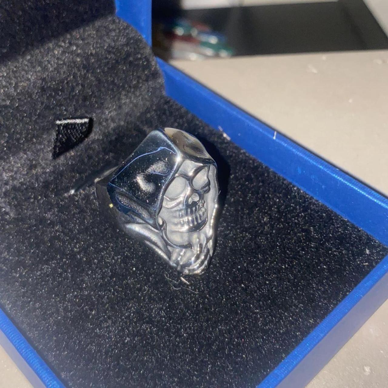 Stainless steel hooded reaper ring Size 10 in... - Depop