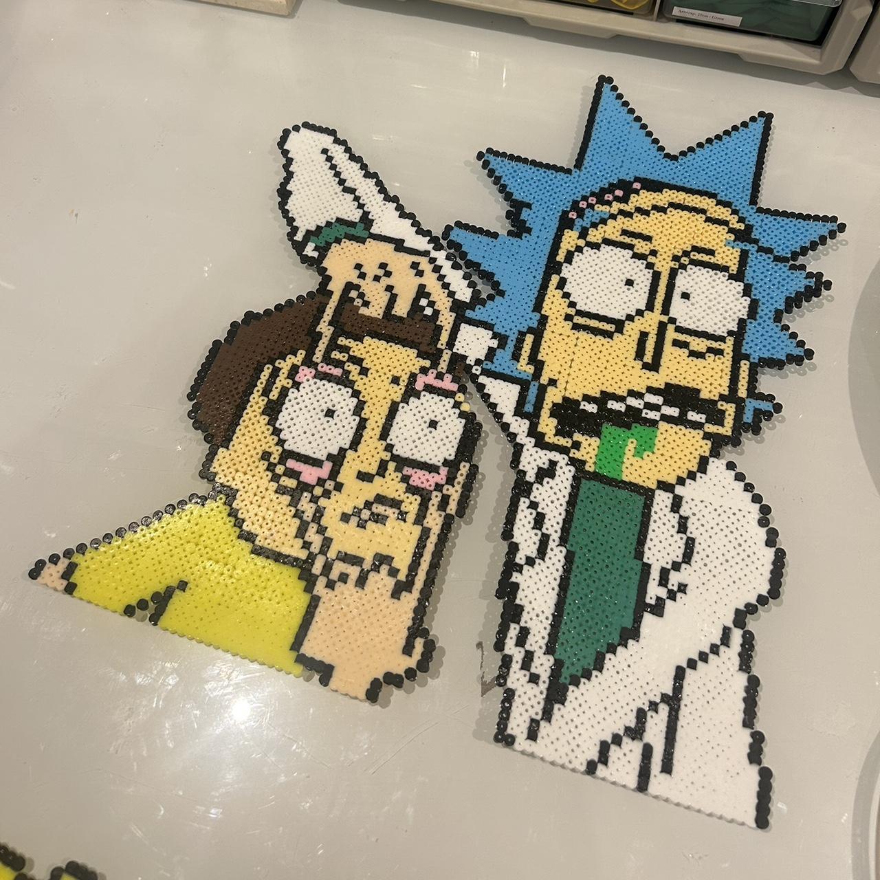 Rick and Morty handcrafted perler beaded art. I... | Depop