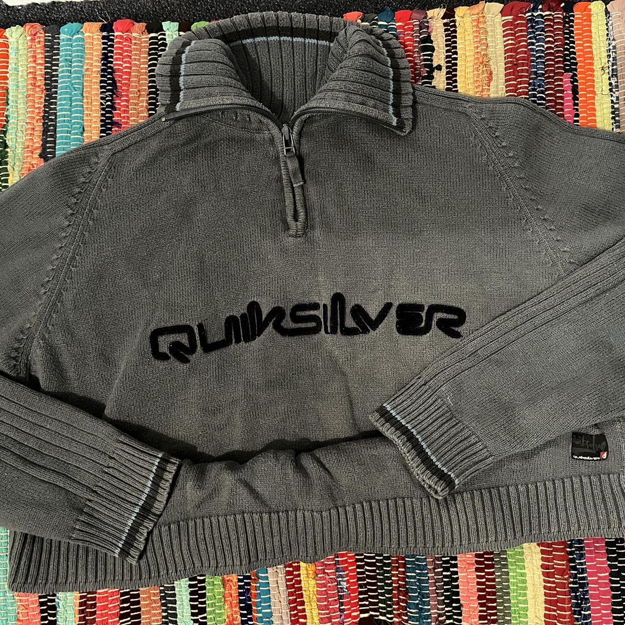 insane rare blue quicksilver quarter zip jumper with... - Depop