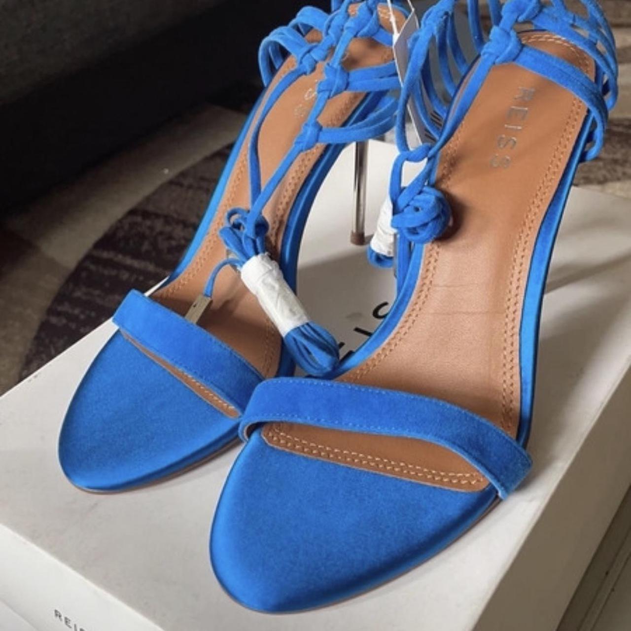 Reiss Strappy Suede Heels in Vibrant blue Size... - Depop