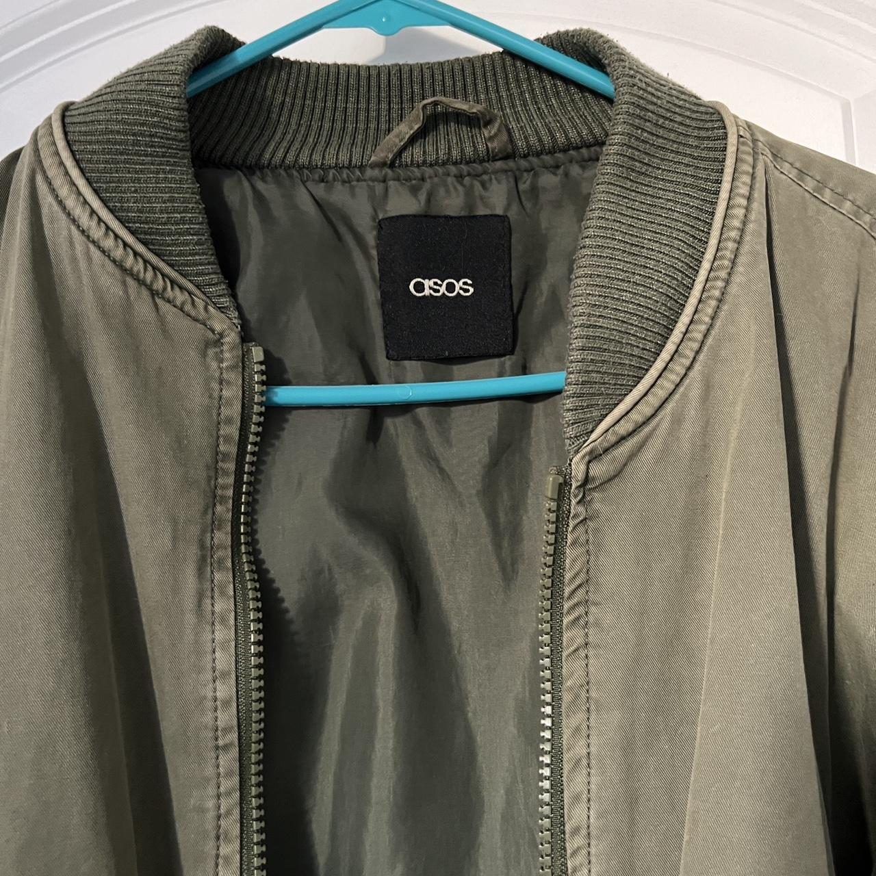 ASOS green bomber jacket (medium) Not really worn, a... - Depop