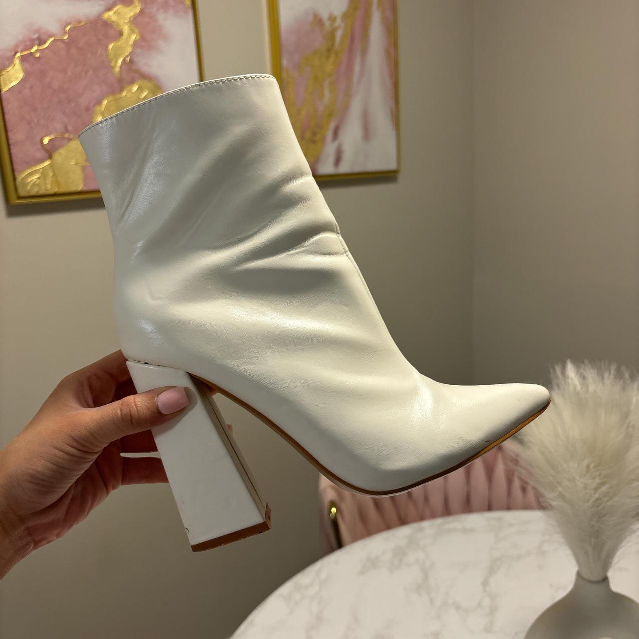 BOOHOO CREAM GOGO BOOTS size 6, fits more than a... - Depop