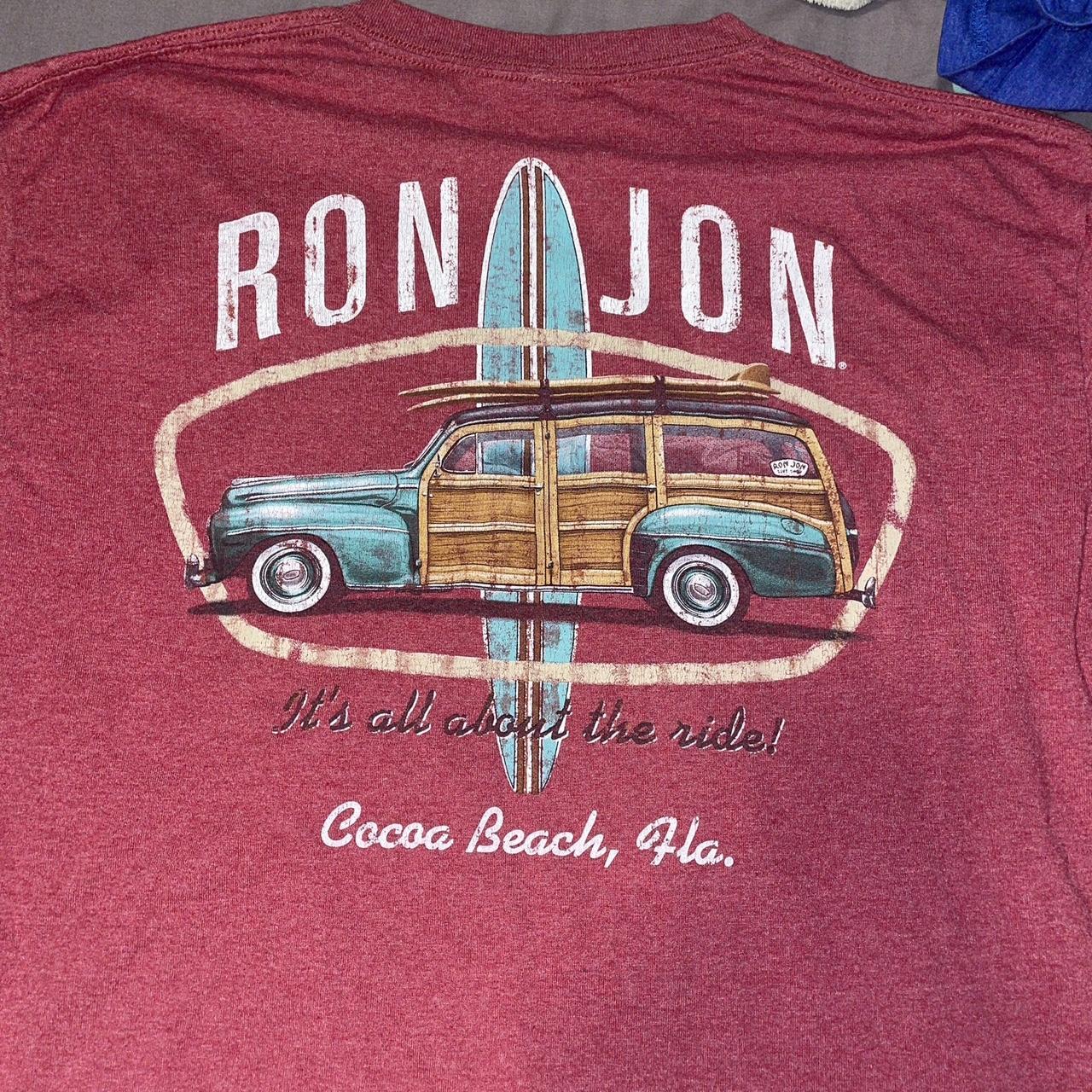 Red Ron Jon Surf Shop Youth Large T-Shirt - Depop