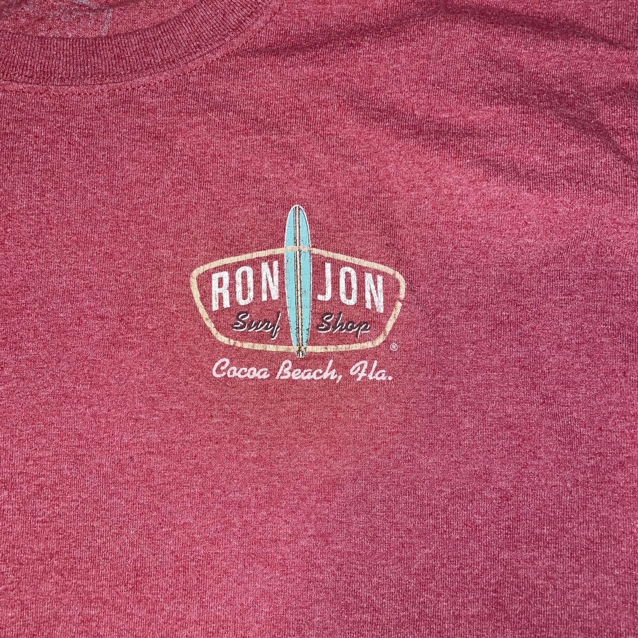 Red Ron Jon Surf Shop Youth Large T-Shirt - Depop