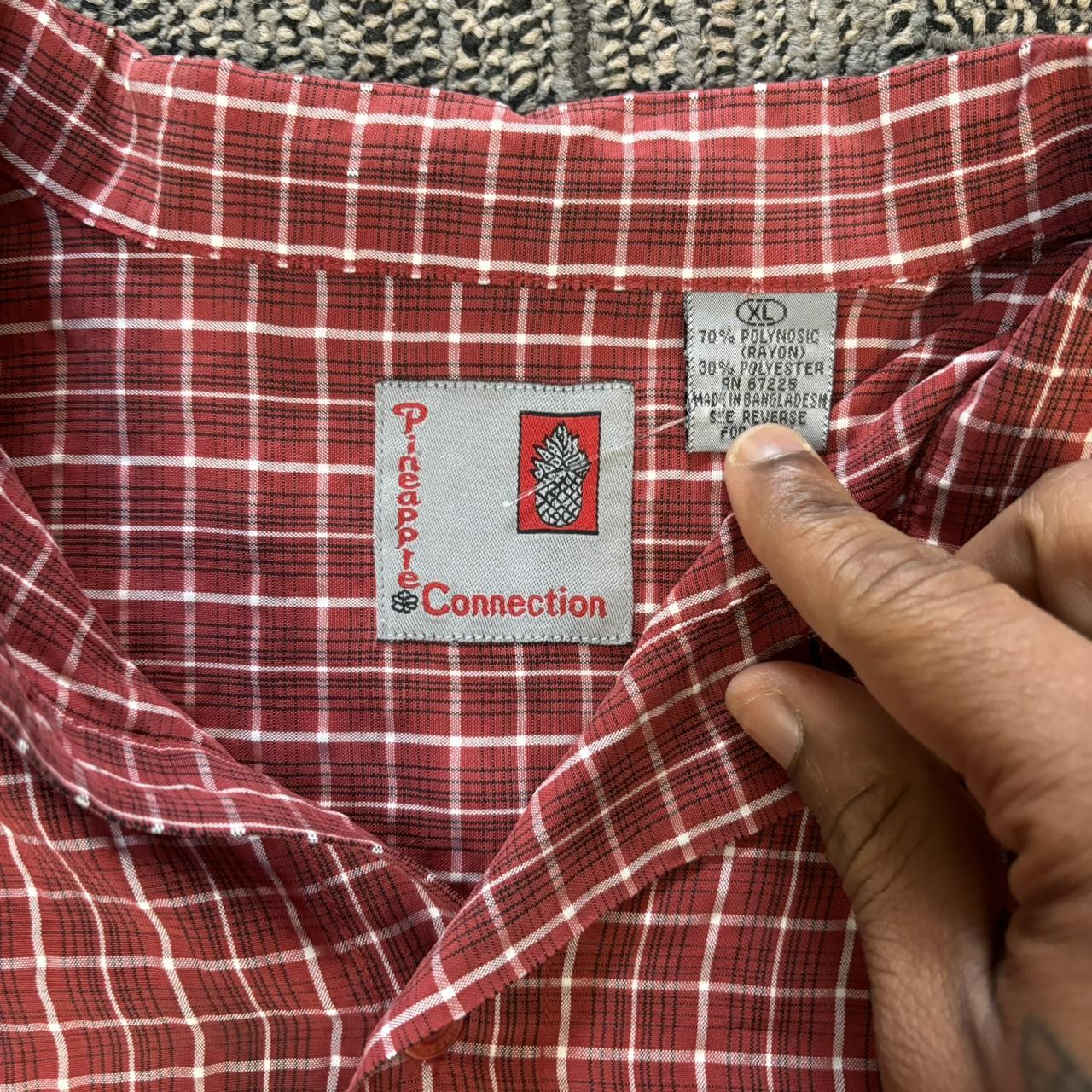 Early 2000s Y2K Pineapple Connection Plaid Red Short... - Depop