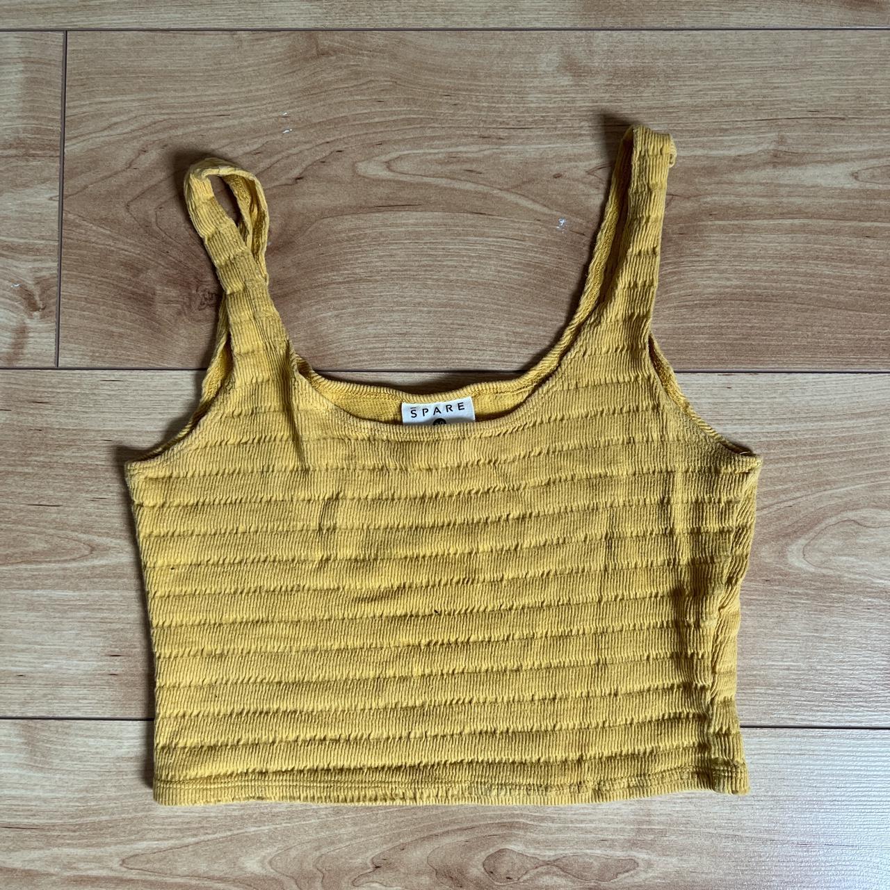 Cropped yellow mustard tank top Size 10 - Depop