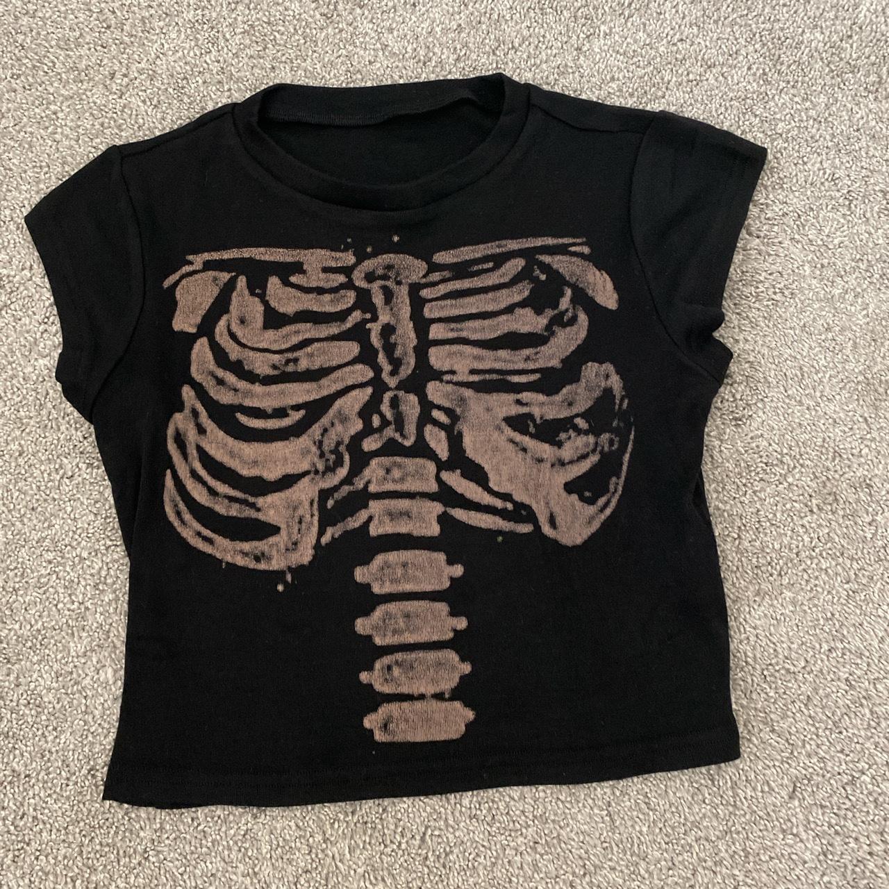 emmiol skeleton crop top only tried on once no... - Depop