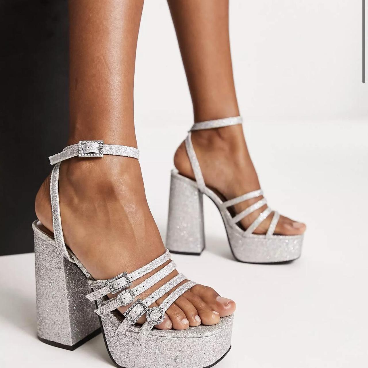 London Rebel mega platform strappy heeled sandals in... - Depop