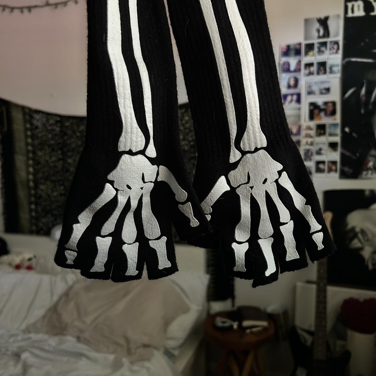 glow in the dark Skeleton hand gloves fingerless | Depop