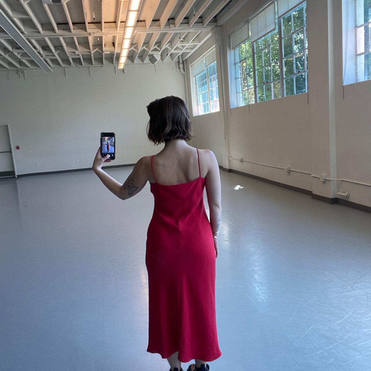 evan-picone brand vintage 90's red midi slip dress.... - Depop