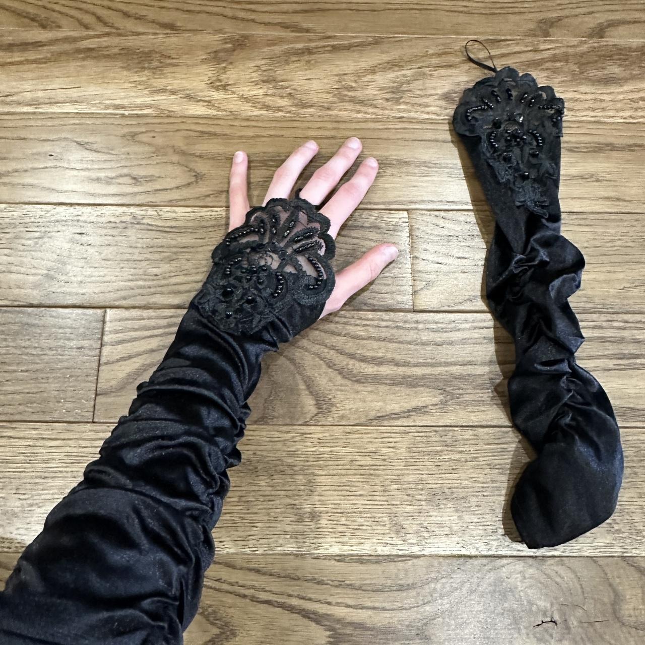 BLACK FINGERLESS GLOVES EMO GOTH PUNK GRUNGE ALT... - Depop