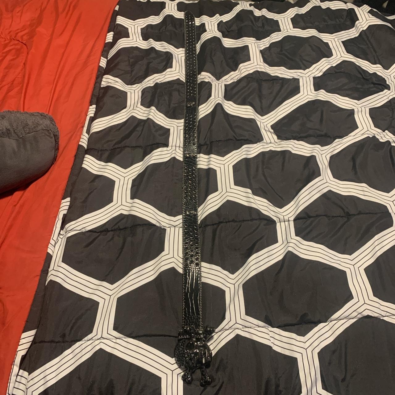 black affliction type cyber y2k rhinestone belt w... - Depop