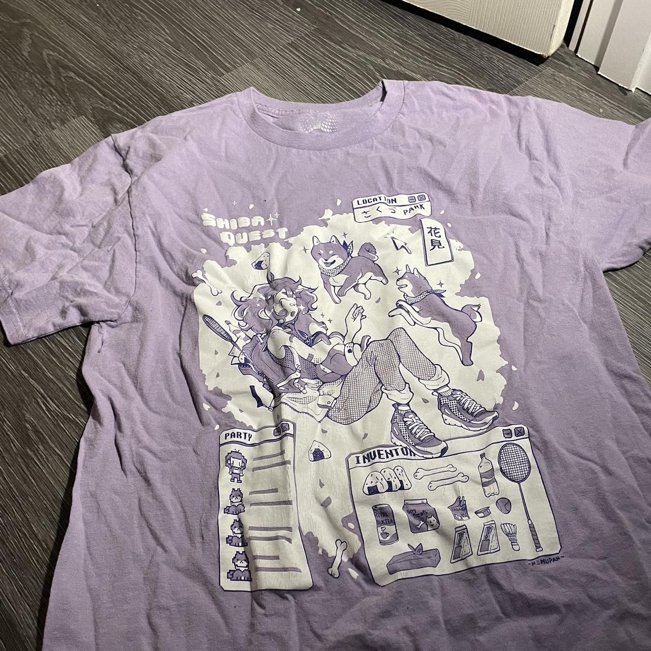 Shiba Quest T-Shirt (Bleach Stain on the back) - Depop