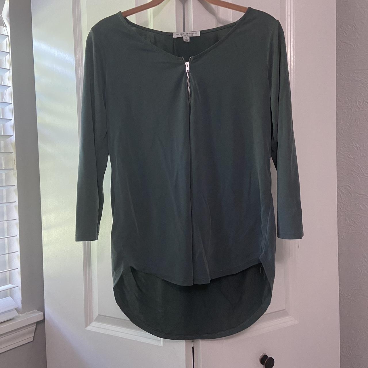 Green Envelope LA zipper blouse ABOUT THIS ITEM... - Depop