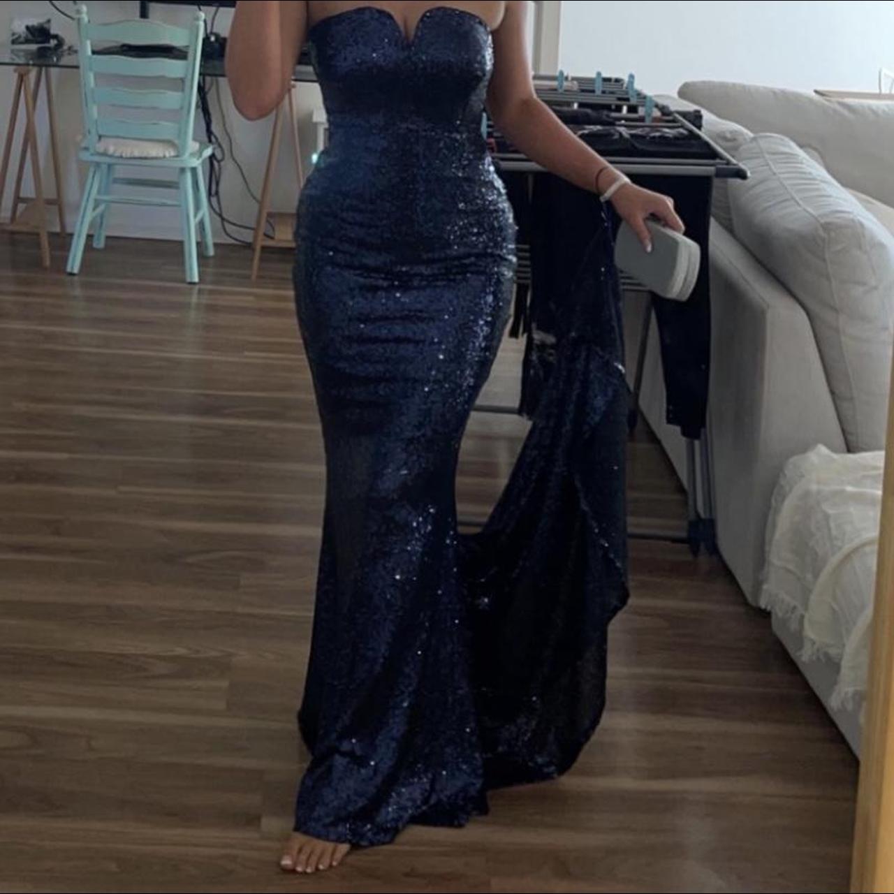 Beautiful navy blue strapless ball gown or formal... - Depop