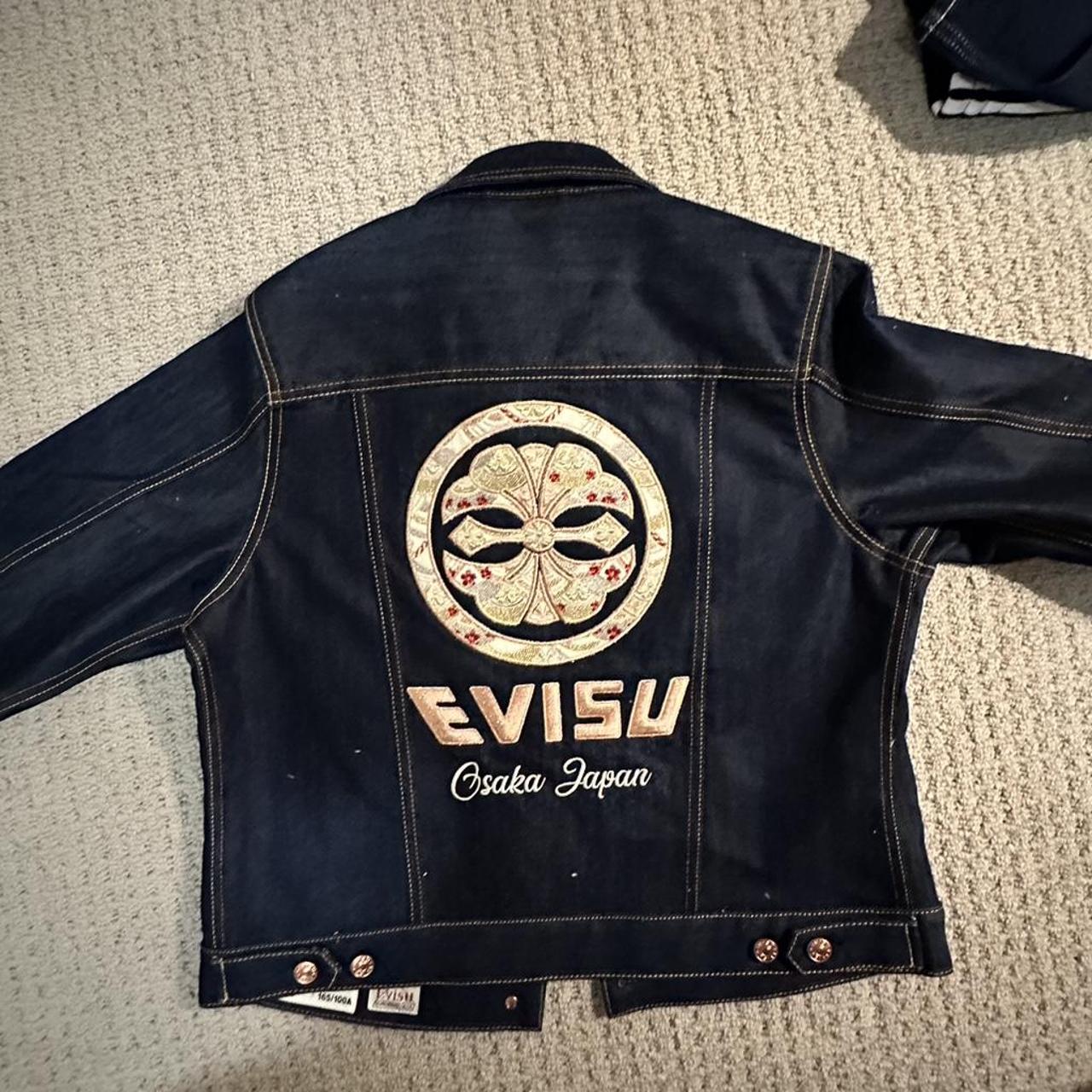 Brand new Evisu jean jacket 165/100 Asian Large size - Depop