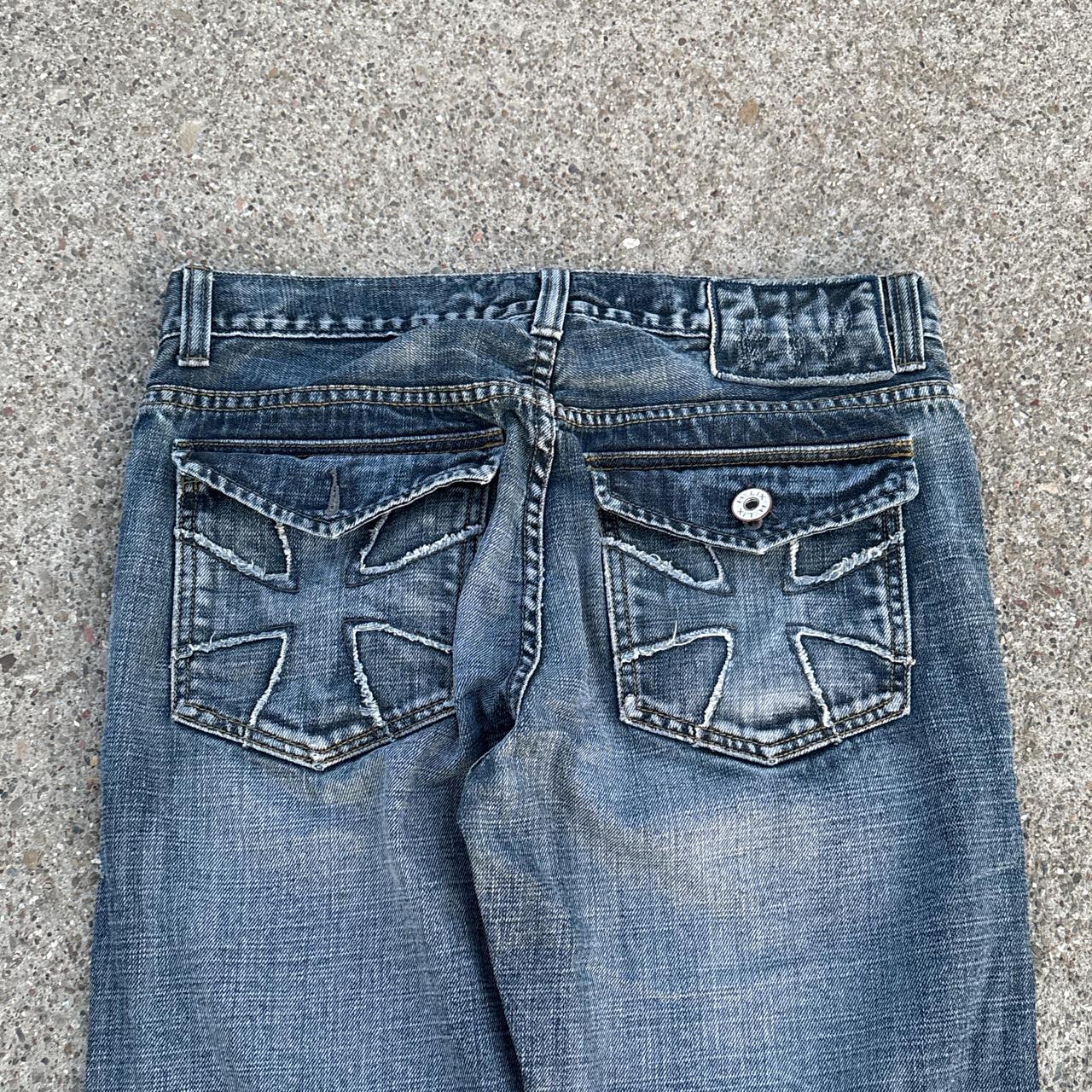 Y2K HELIX jeans with unique Iron cross design on... - Depop